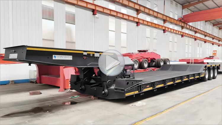Remolque Lowboy con cuello de cisne de 3 ejes y 80 toneladas a la venta en Filipinas